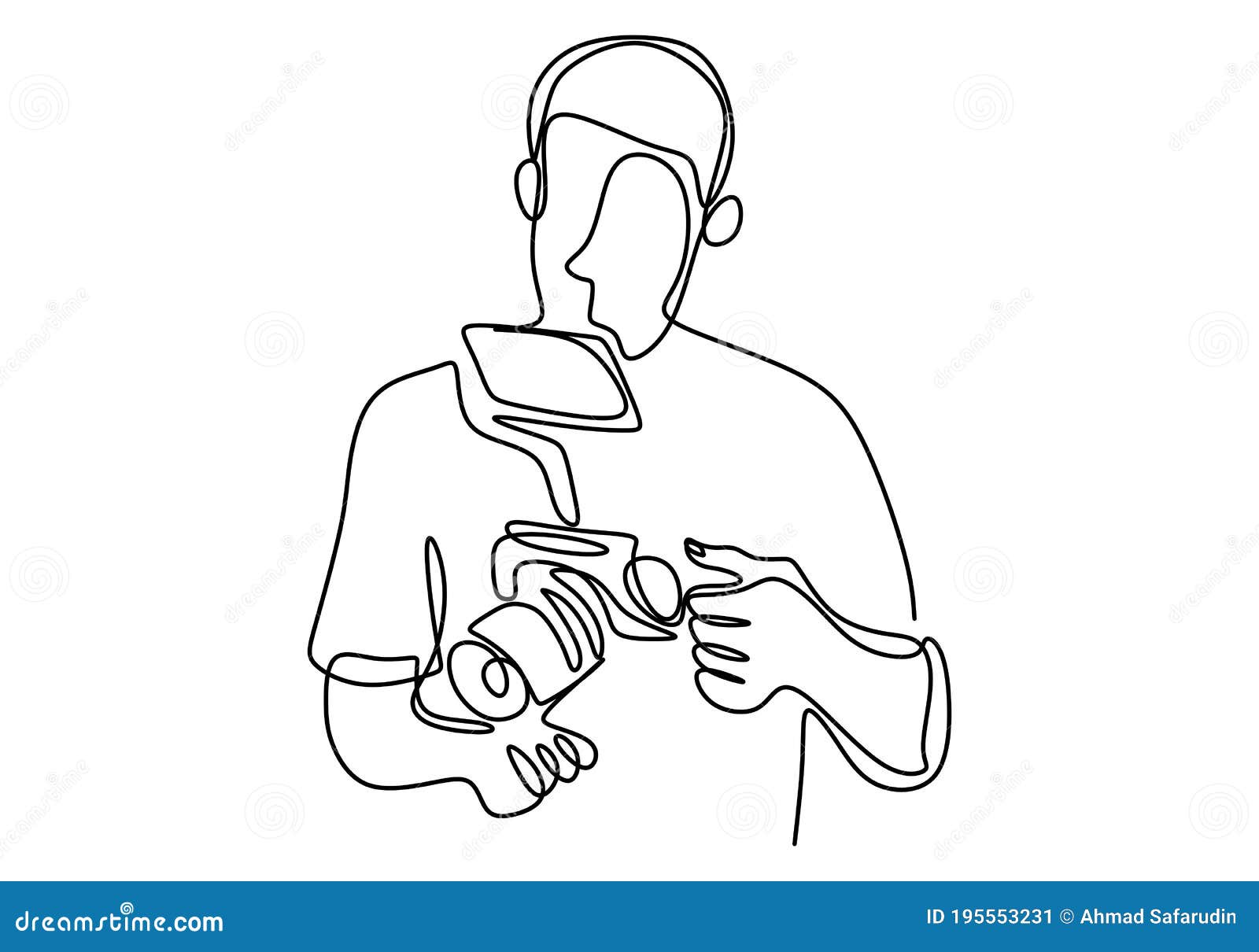 Continuous Single Drawn One Line of Senior Cameraman. Professional a ...