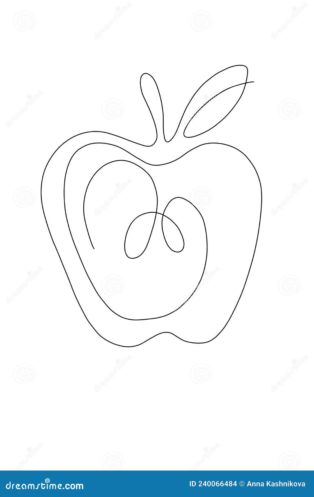 Continuous Single-line Black Outline Drawing Abstraction Apple Stock ...
