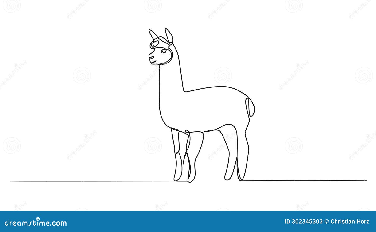 Single Line Drawing of an Alpaca Stock Vector - Illustration of animal ...