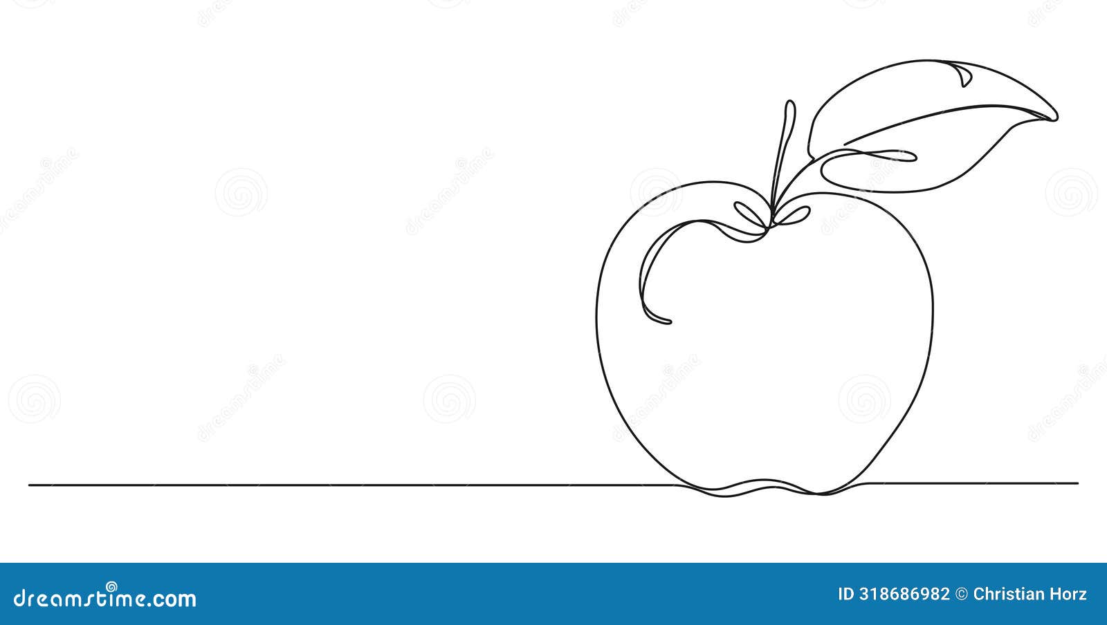 Single Line Drawing of an Apple Stock Vector - Illustration of ...