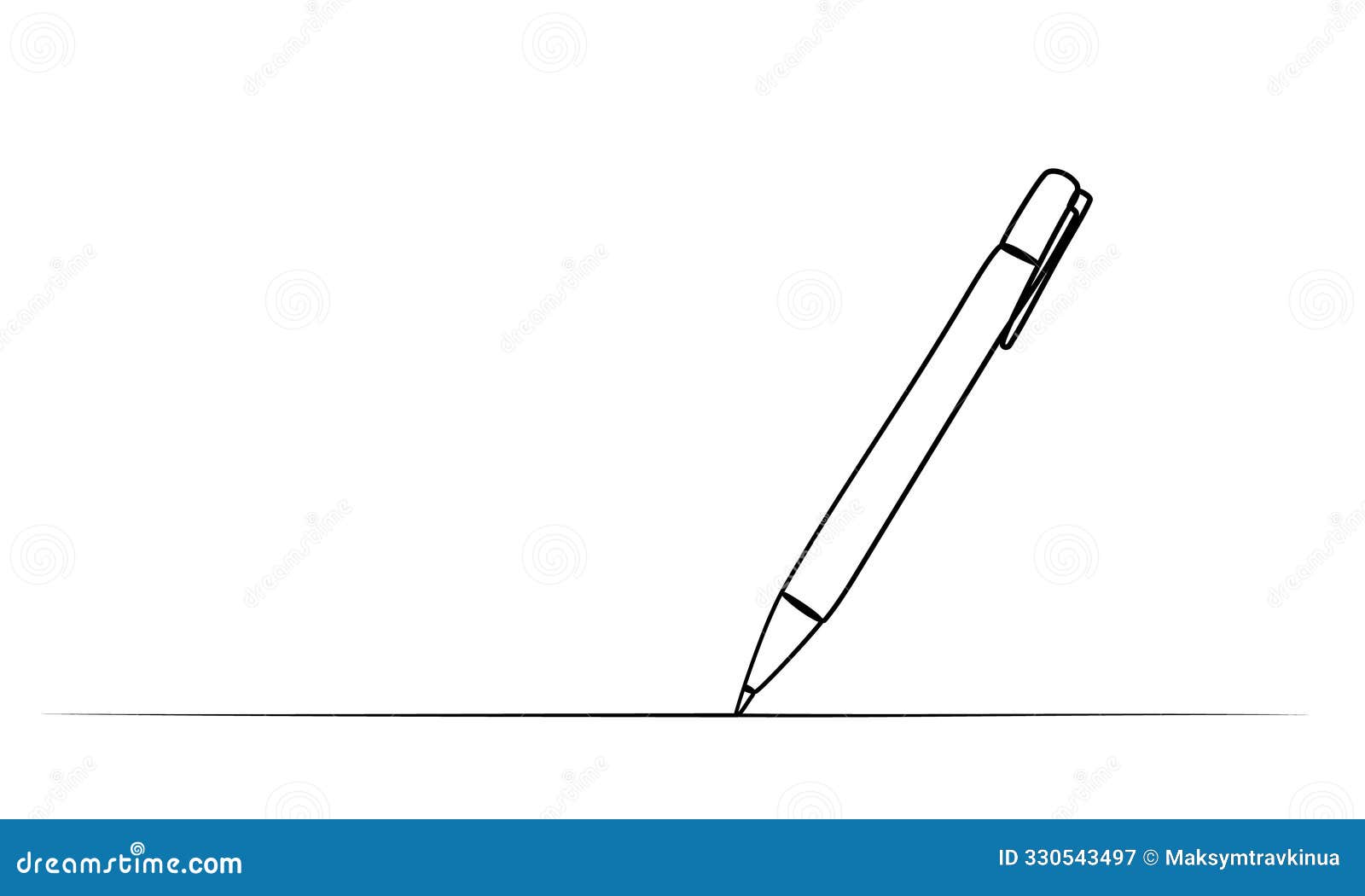Continuous Single Line Drawing of a Ballpoint Pen. Vector Stock Vector ...