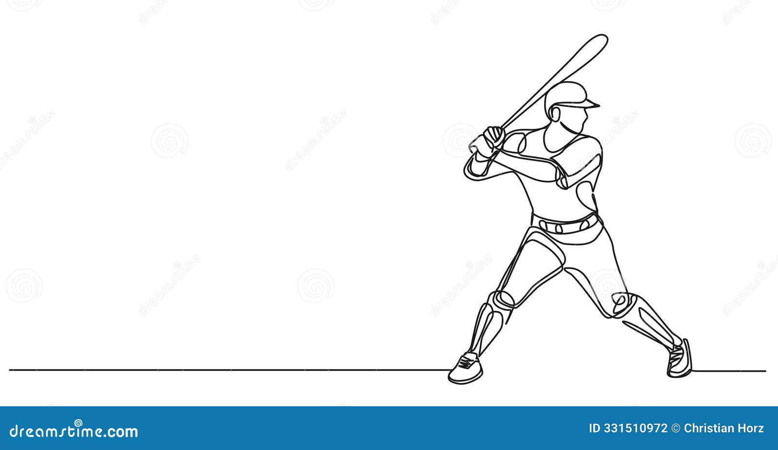 Single Line Drawing of Baseball Batter Stock Vector - Illustration of ...