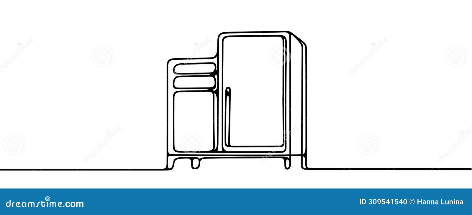 Continuous Single Line Drawing of a Bedside Table. Single Side Table ...