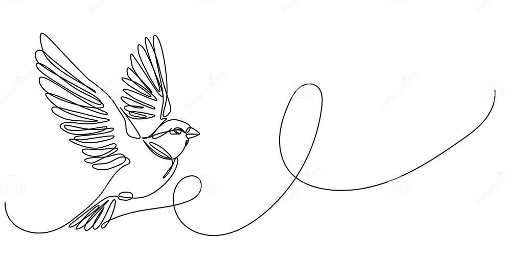 Single Line Drawing of Bird Flying Stock Illustration - Illustration of ...