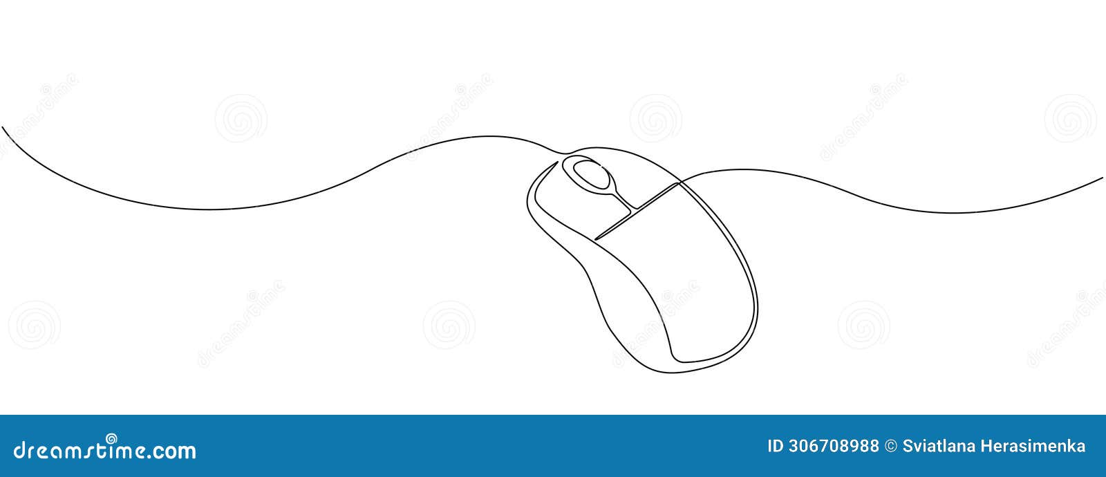 Continuous Single Line Drawing of Computer Mouse Icon. Vector ...