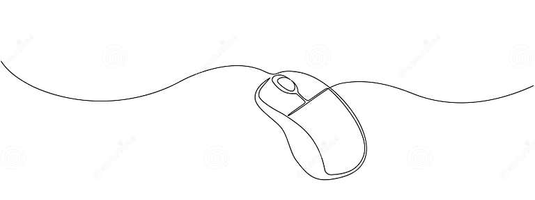 Continuous Single Line Drawing of Computer Mouse Icon. Vector ...