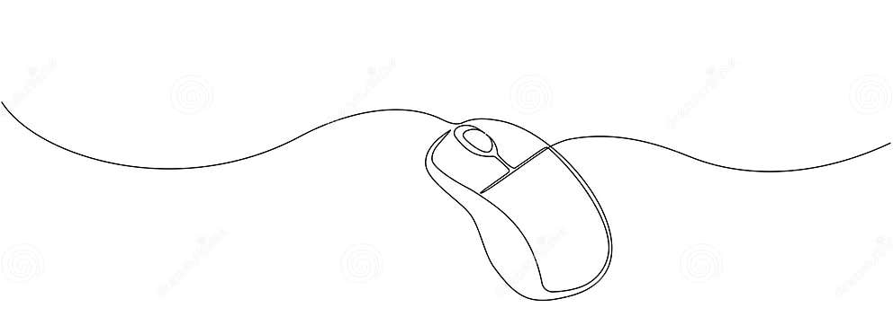 Continuous Single Line Drawing of Computer Mouse Icon. Vector ...
