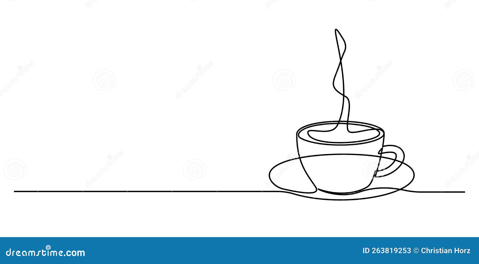 Continuous Single Line Drawing of Cup of Steaming Hot Coffee Stock ...