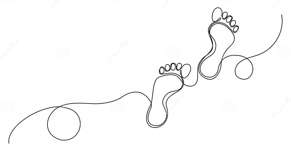 Single Line Drawing of Footprints Stock Illustration - Illustration of ...