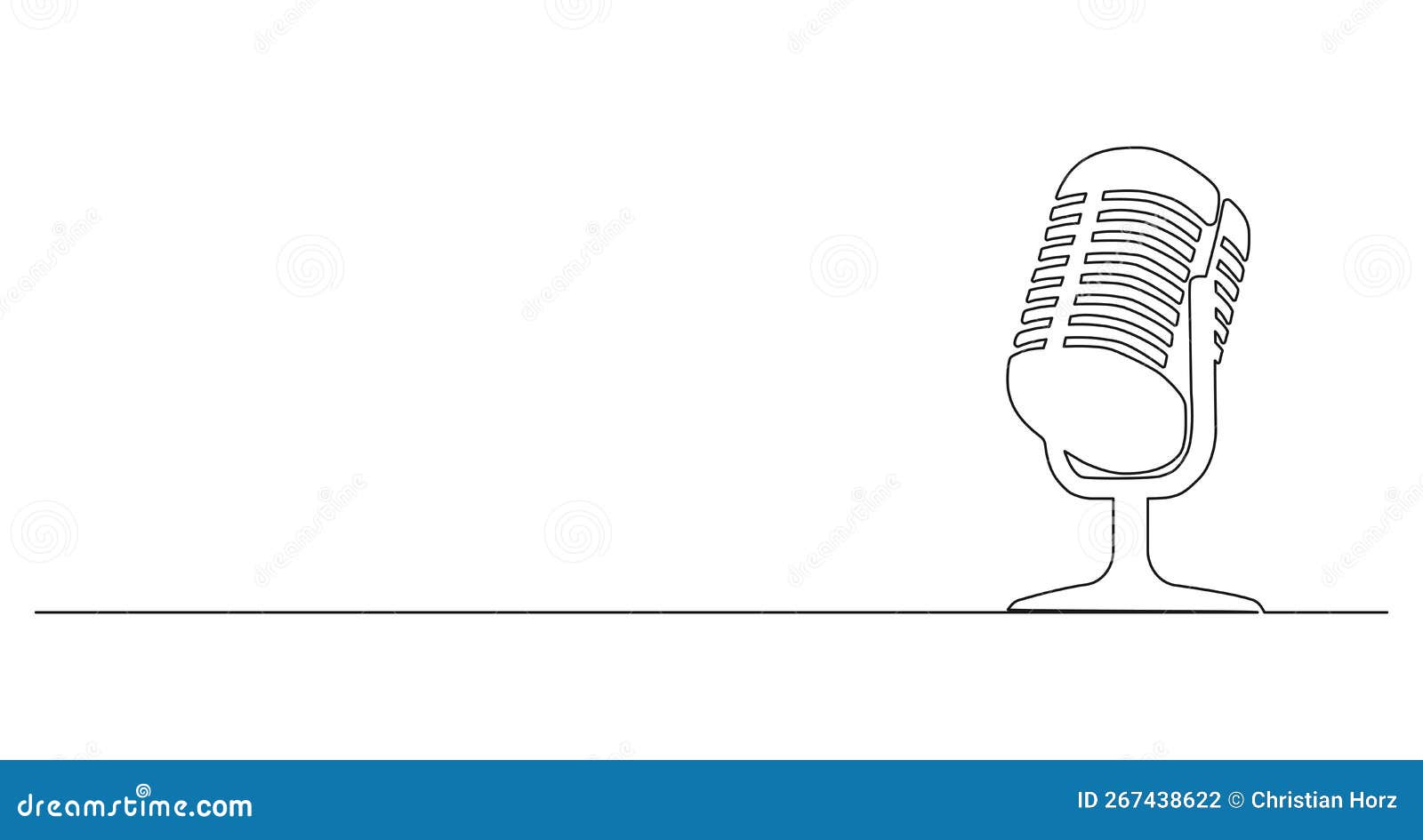 Continuous Single Line Drawing of Microphone Stock Vector ...