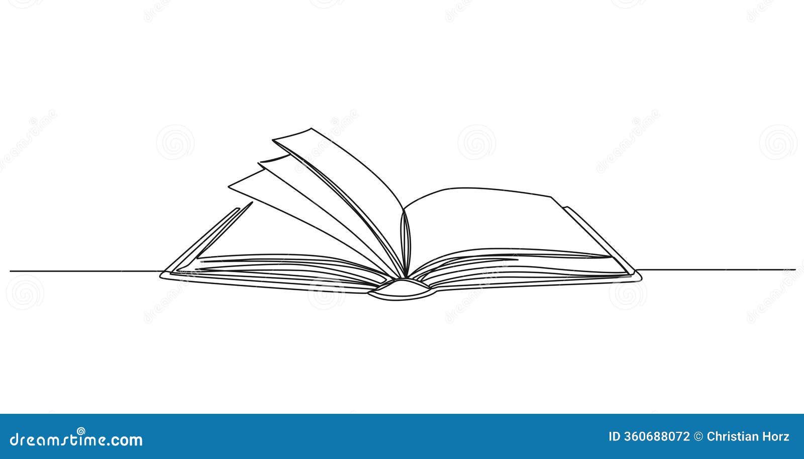 Single Line Drawing of Open Book Stock Illustration - Illustration of ...