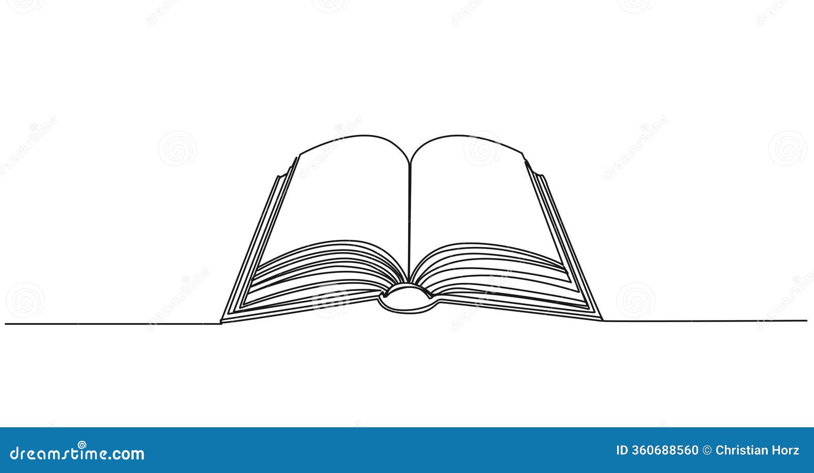 Single Line Drawing of Open Book Stock Illustration - Illustration of ...