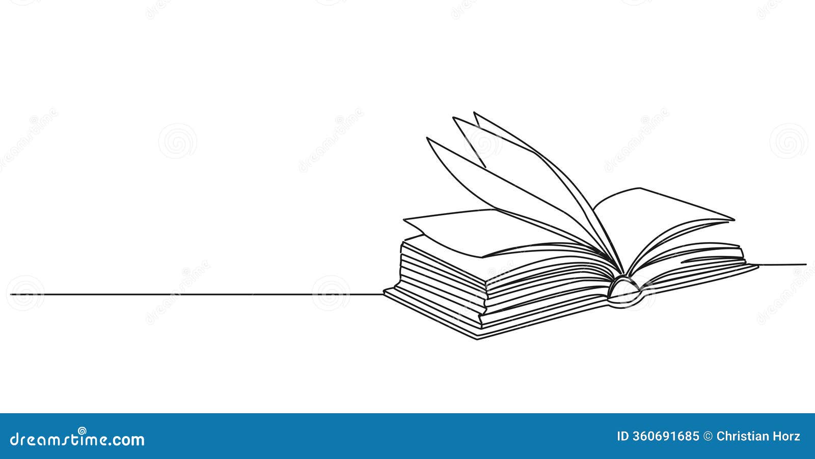 Single Line Drawing of Open Book Stock Illustration - Illustration of ...