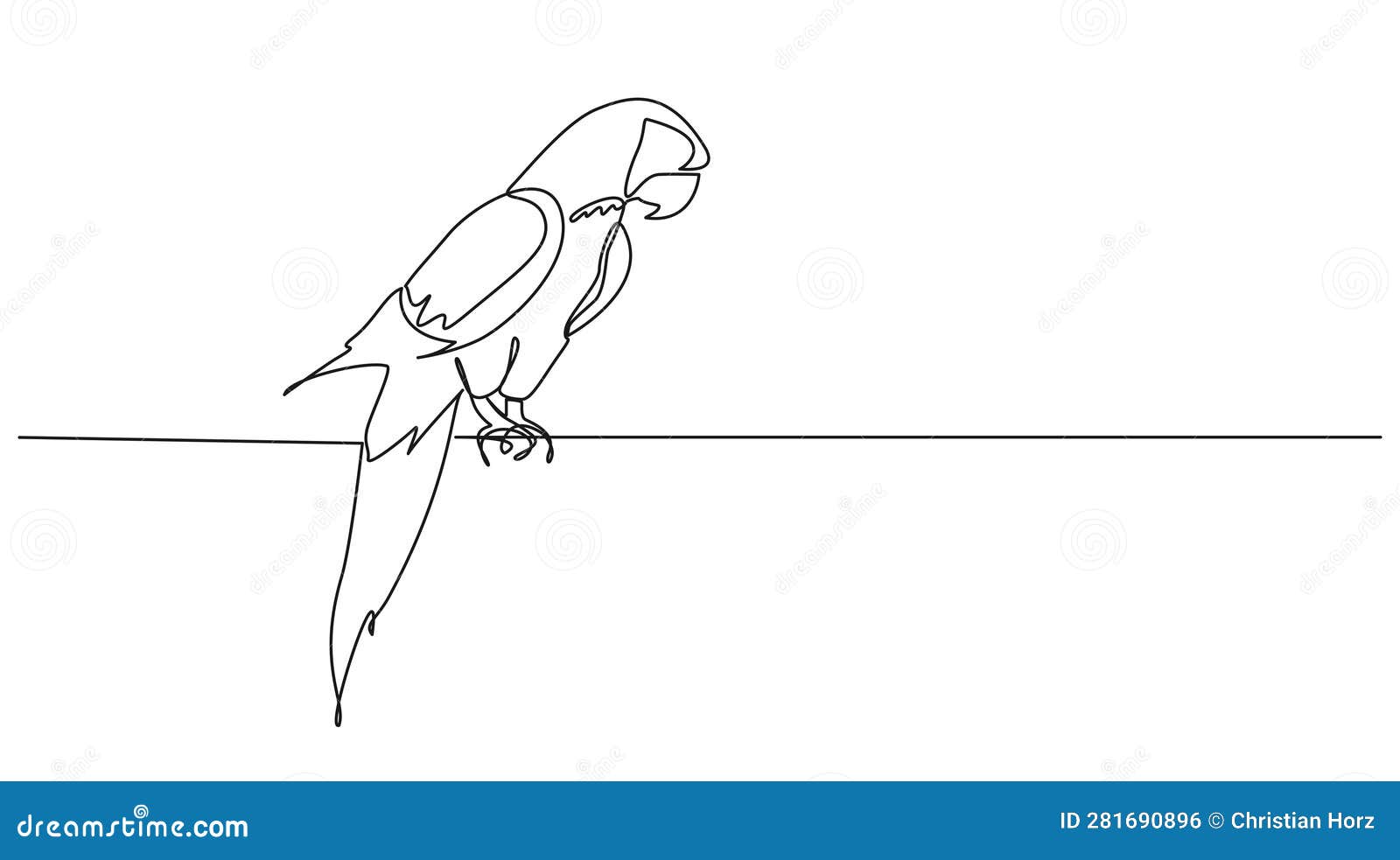 Single Line Drawing of a Parrot Stock Vector - Illustration of sitting ...