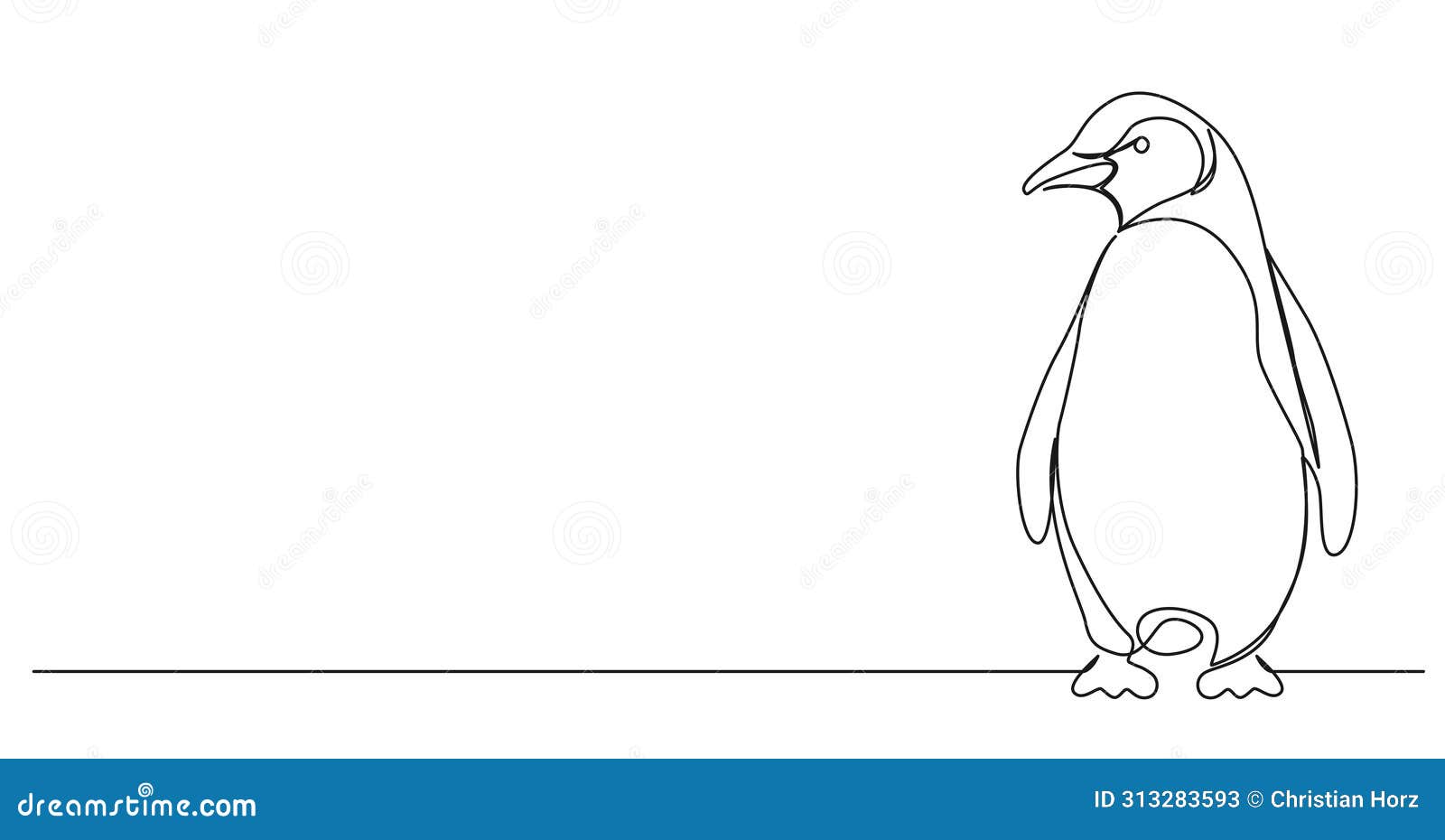 Single Line Drawing of Penguin Stock Vector - Illustration of nature ...