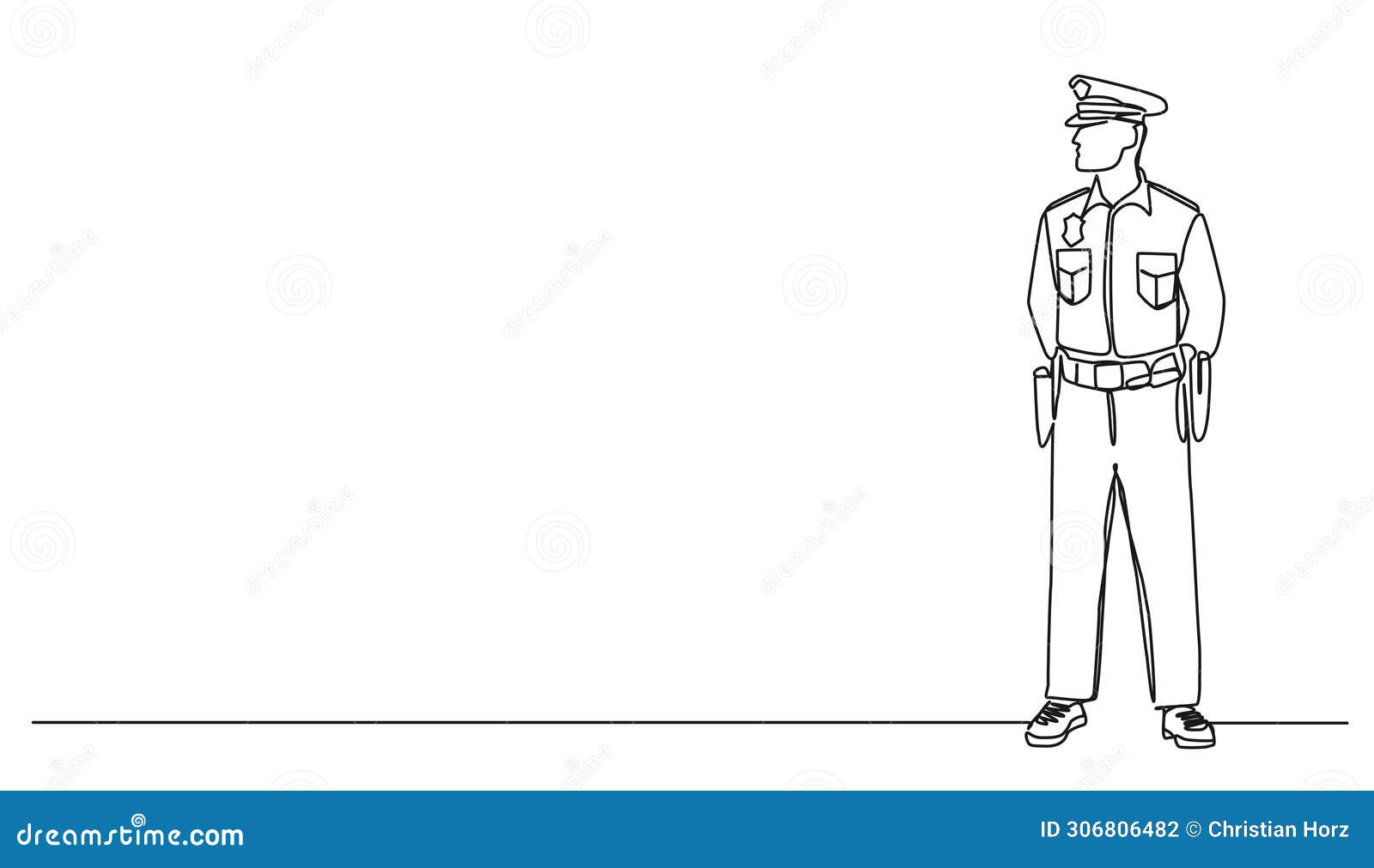 Single Line Drawing of Police Officer Stock Vector - Illustration of ...