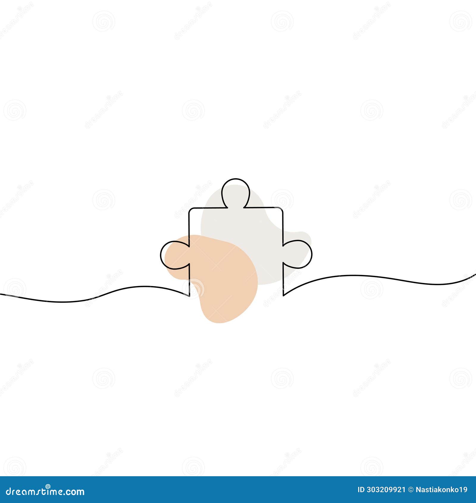 Continuous Single Line Drawing Puzzle. One Line Drawing of Puzzle Piece ...