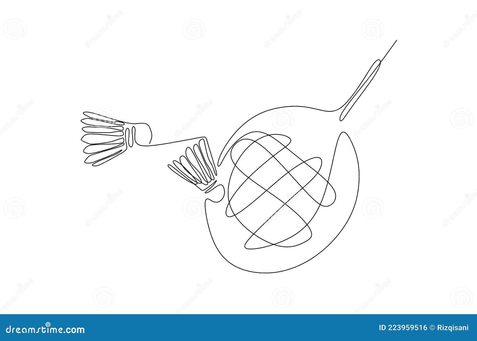 Continuous Single Line Drawing of Shuttlecocks and Racket. Sport ...