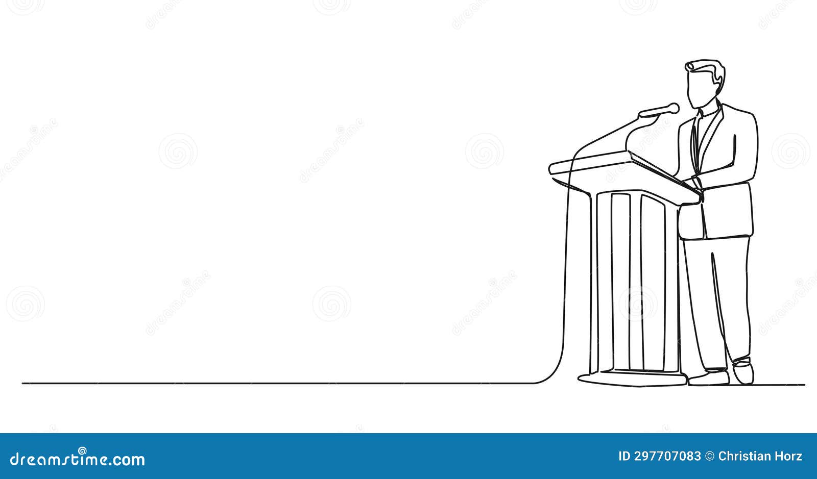 Single Line Drawing of Speaker at Lectern Stock Vector - Illustration ...