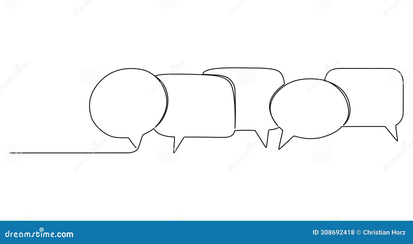 Single Line Drawing of Speech Bubbles Stock Vector - Illustration of ...