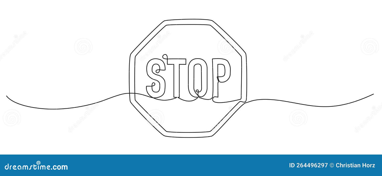 Continuous Single Line Drawing of STOP Sign Stock Vector - Illustration ...