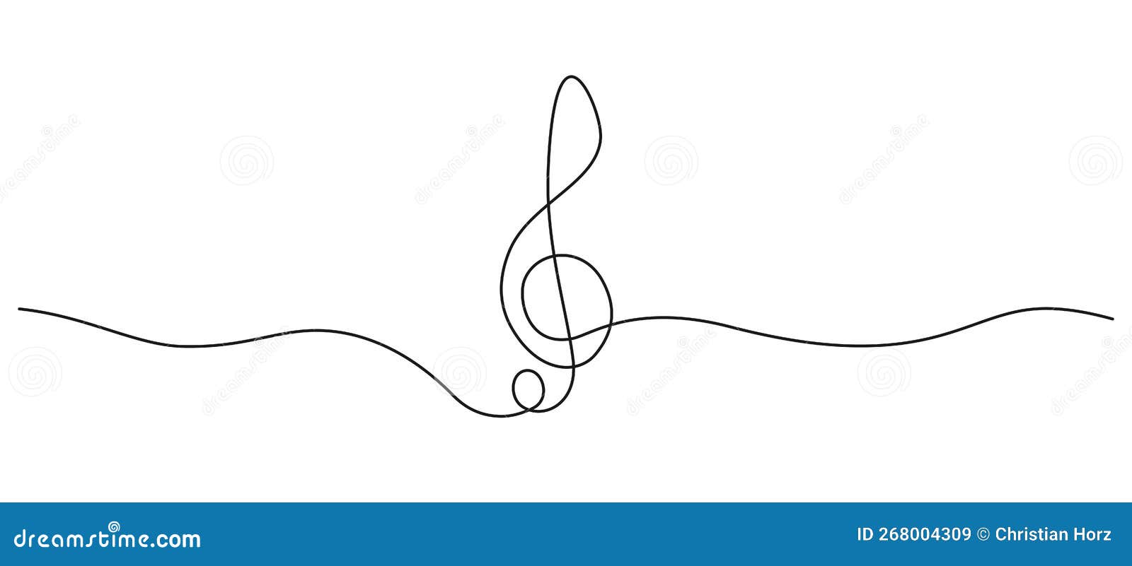 Continuous Single Line Drawing of Treble Clef Stock Vector ...