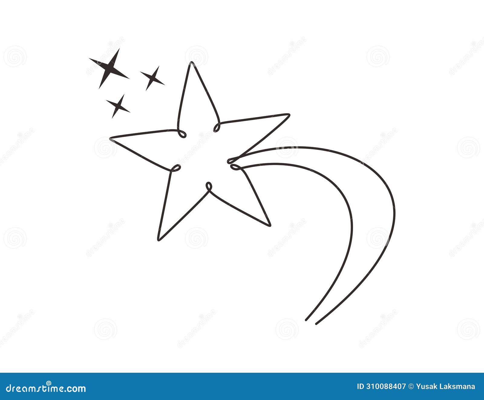 Continuous Single Line Star Vector on White Background Stock ...