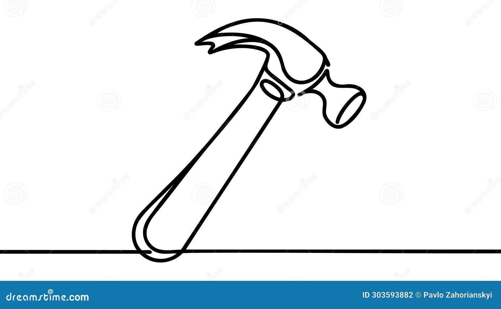 Continuous Single One Line Drawing of Hammer Construction Handyman Tool ...