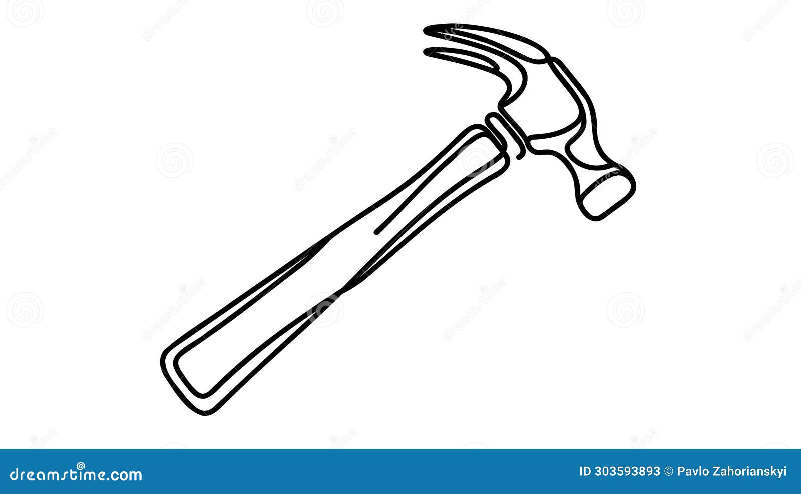 Continuous Single One Line Drawing of Hammer Construction Handyman Tool ...