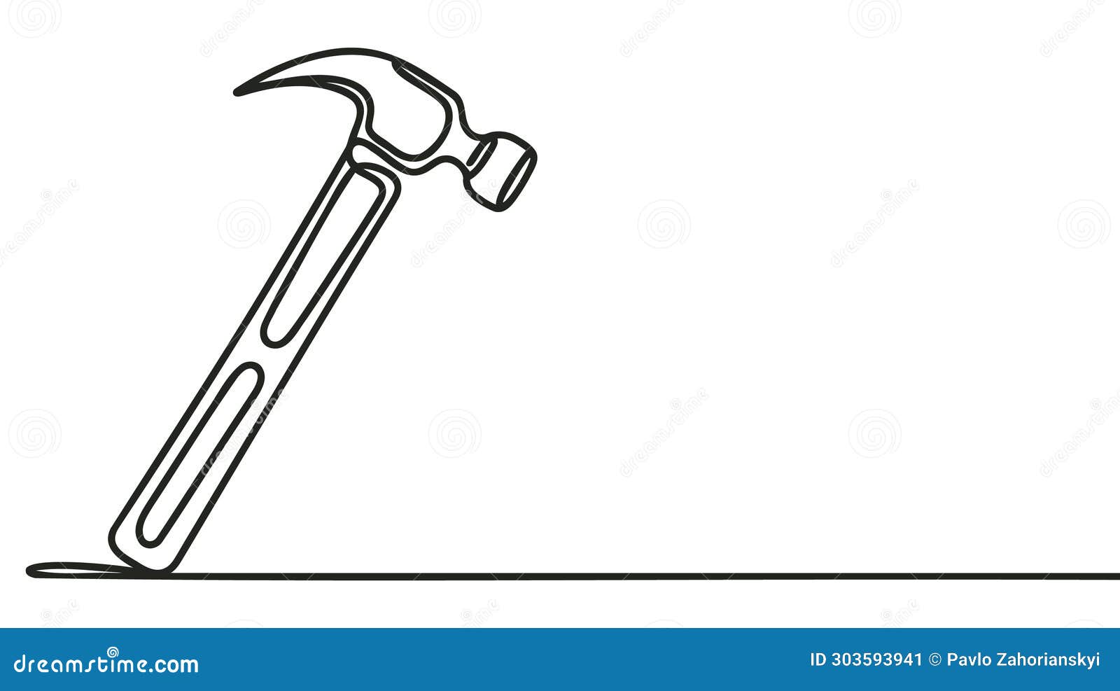 Continuous Single One Line Drawing of Hammer Construction Handyman Tool ...