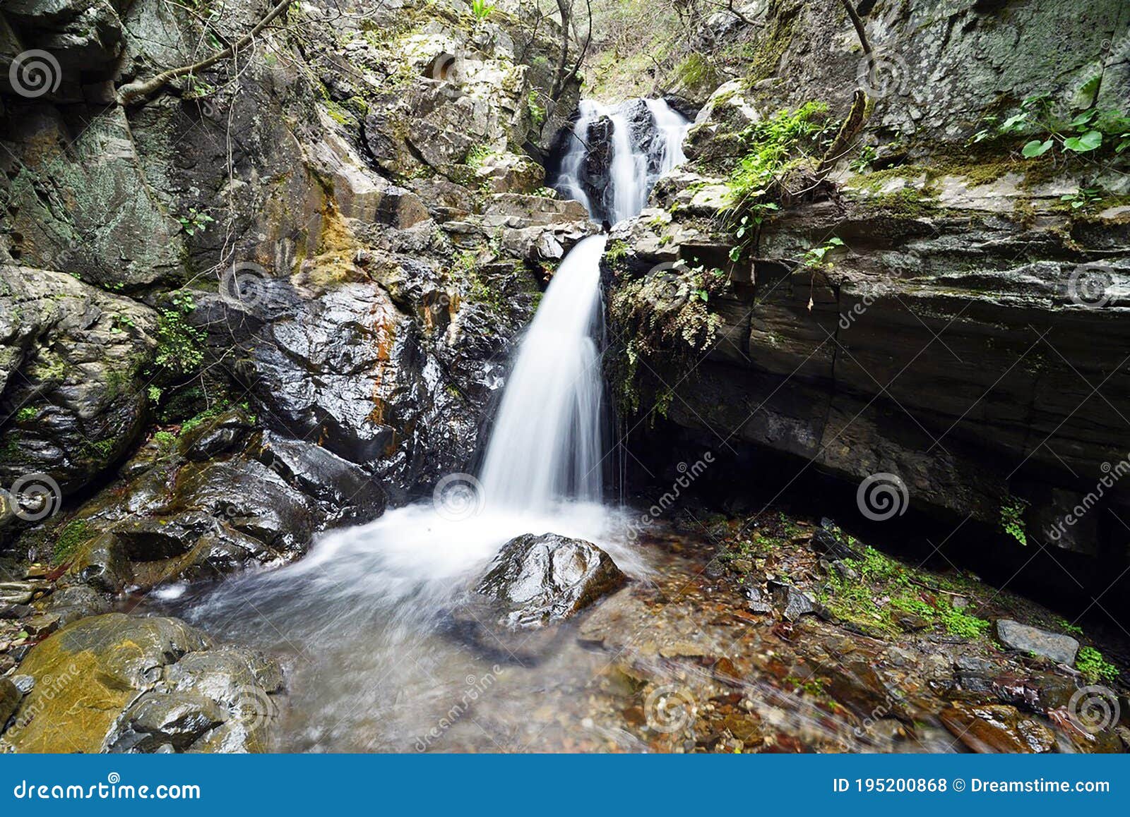 Continuous Small Waterfalls Stock Photo - Image of alive, small: 195200868