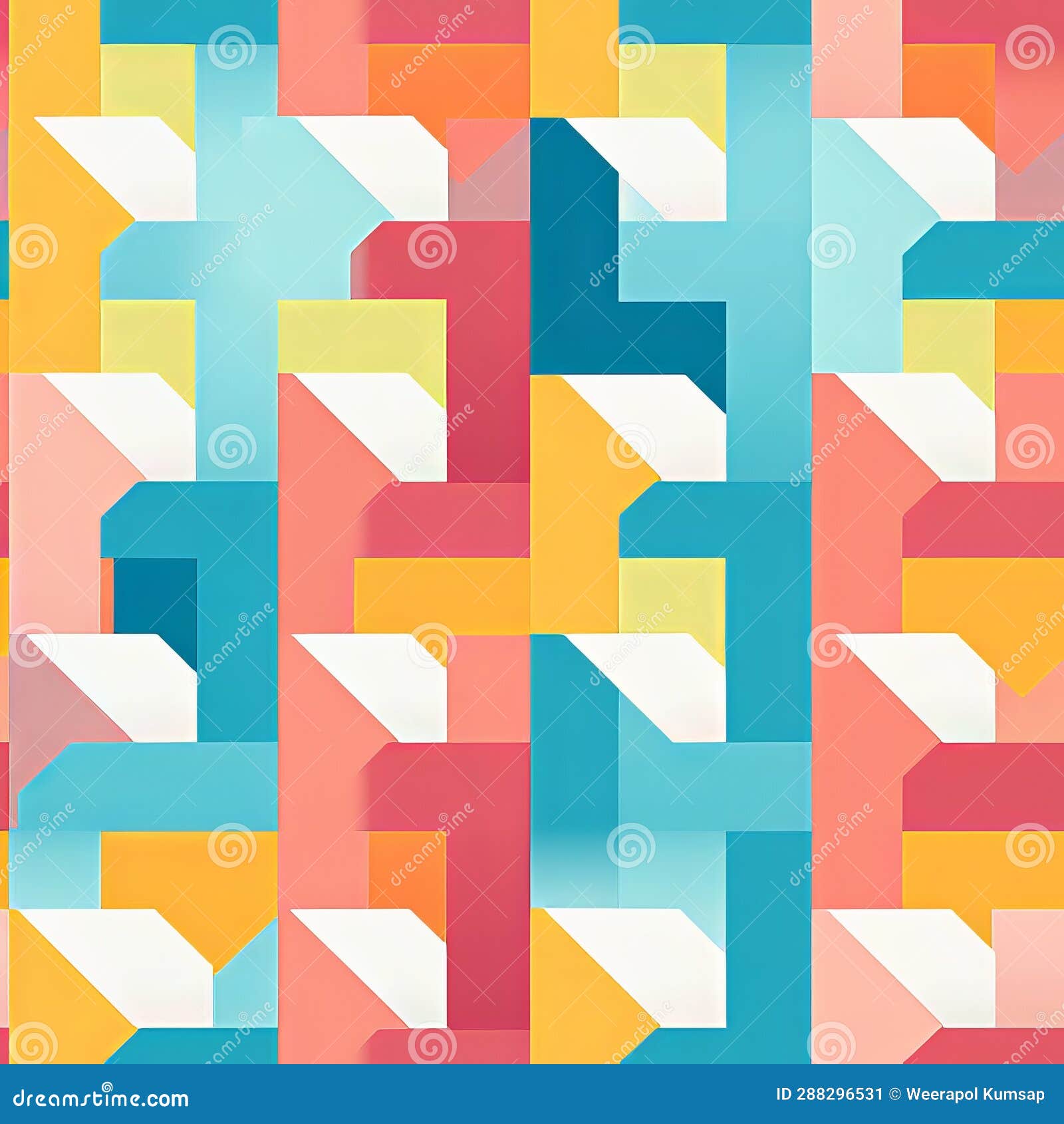 Continuous Square with Seamless Pattern, Paper Cut, Colorful ...