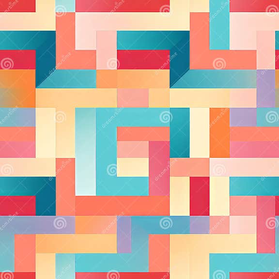Continuous Square with Seamless Pattern, Paper Cut, Colorful ...