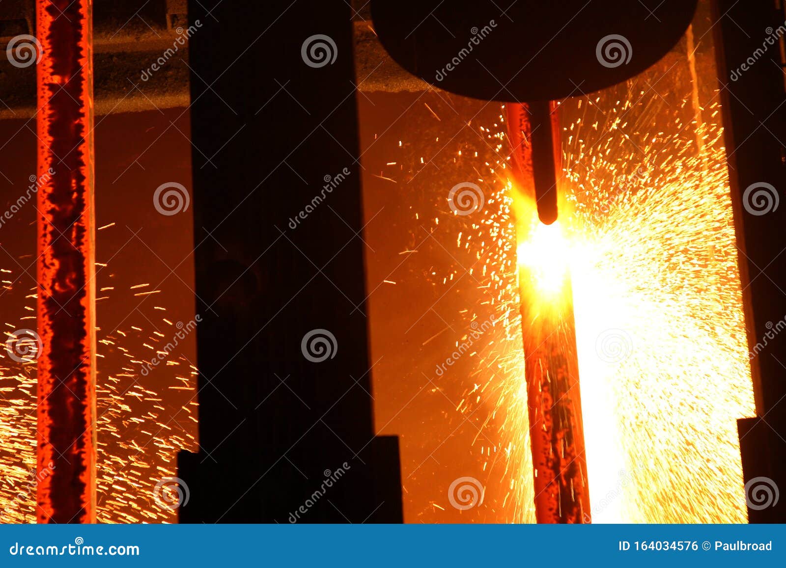 Continuous Steel Bloom Casting Machine. Stock Photo - Image of handling ...