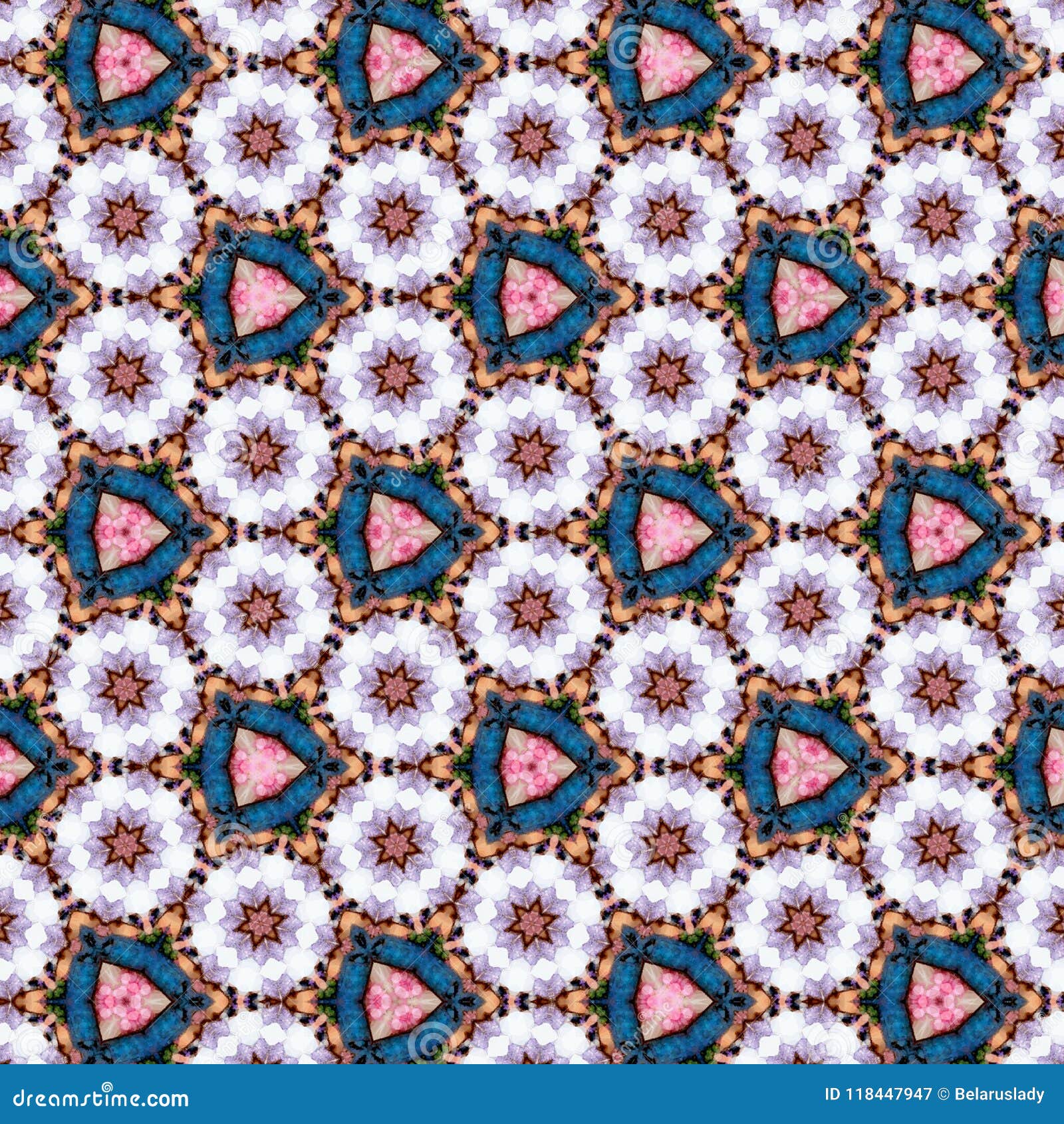Abstract Continuous Tile Pattern with Daisies, Triangle Camomiles ...