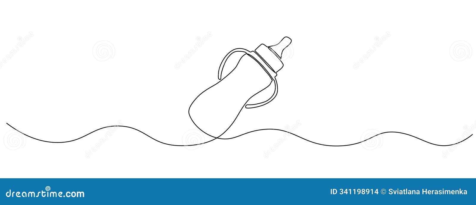 Continuous Vector Drawing One Line Drawing of Baby Bottle. Feeding ...