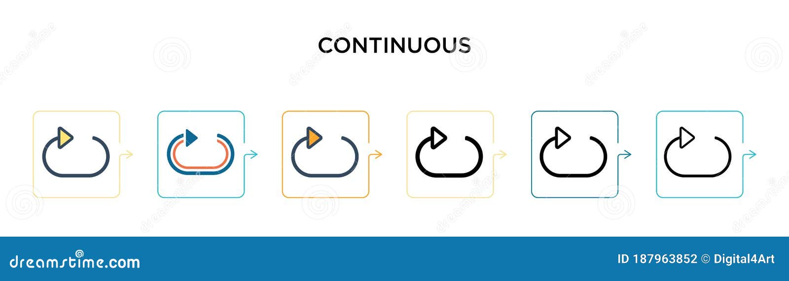 Continuous Vector Icon in 6 Different Modern Styles. Black, Two Colored ...