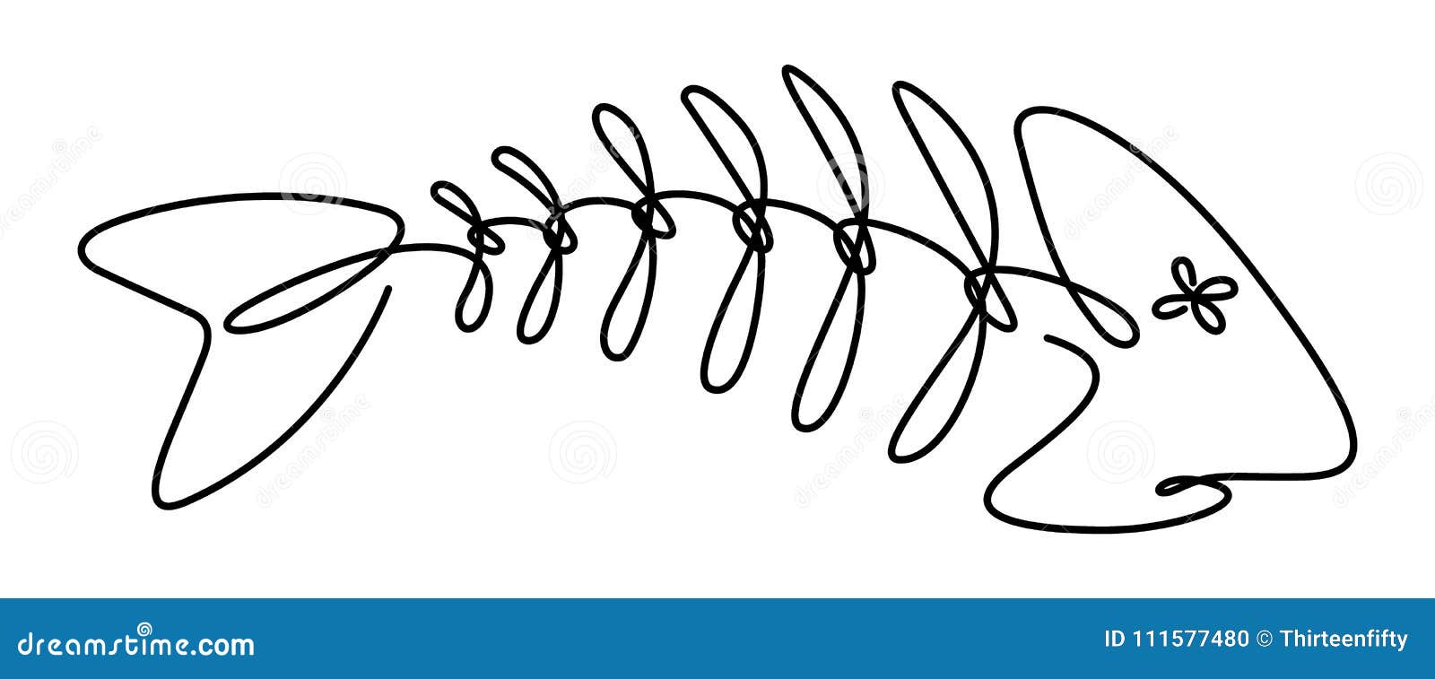 Fish Bone Icon stock vector. Illustration of continuous - 111577480