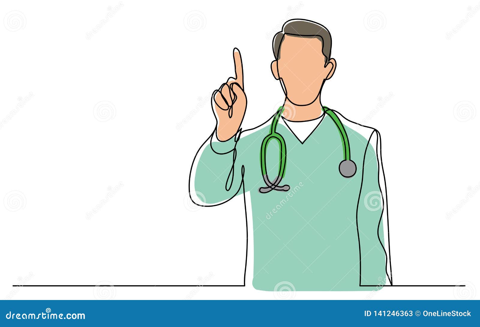 Continuous Vector Line Drawing of Standing Doctor Pointing His Finger ...