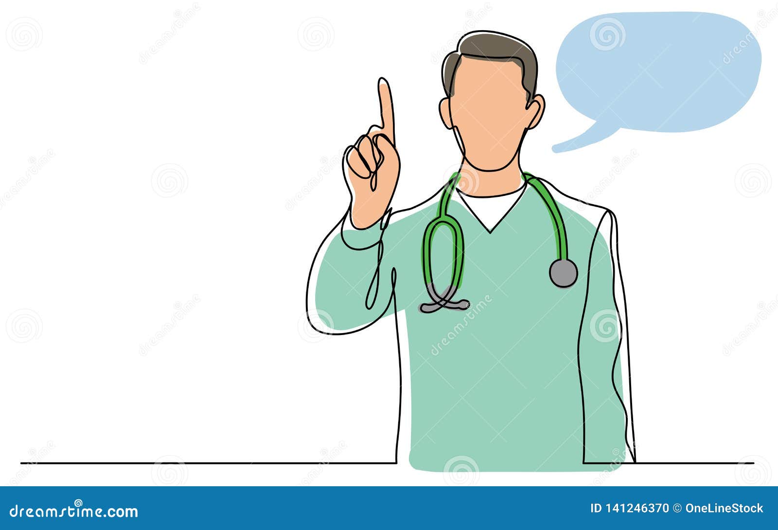 Continuous Vector Line Drawing of Standing Doctor Pointing His Finger ...