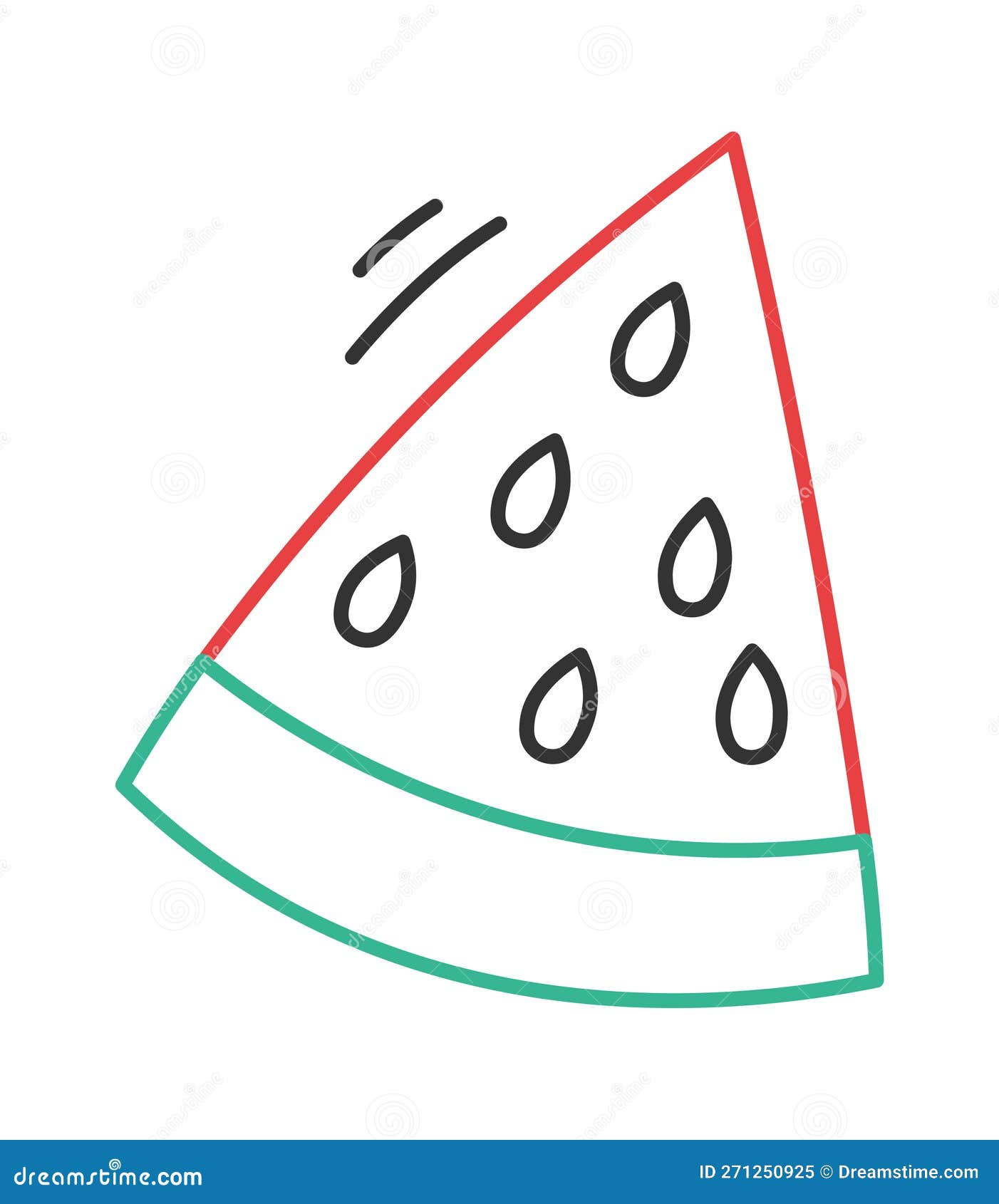 Continuous Watermelon Slice Fruit Line Art Colored Lines Design Element ...