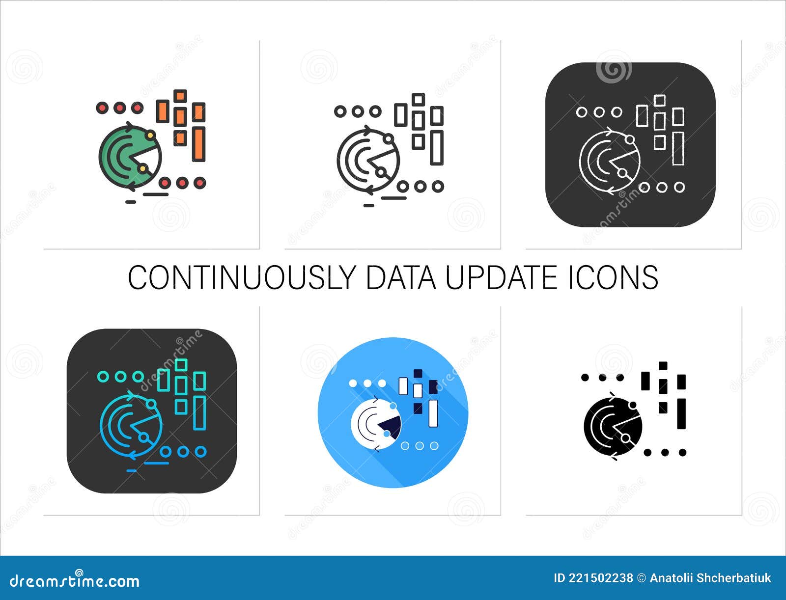 Continuously Data Update Icons Set Stock Vector - Illustration of ...