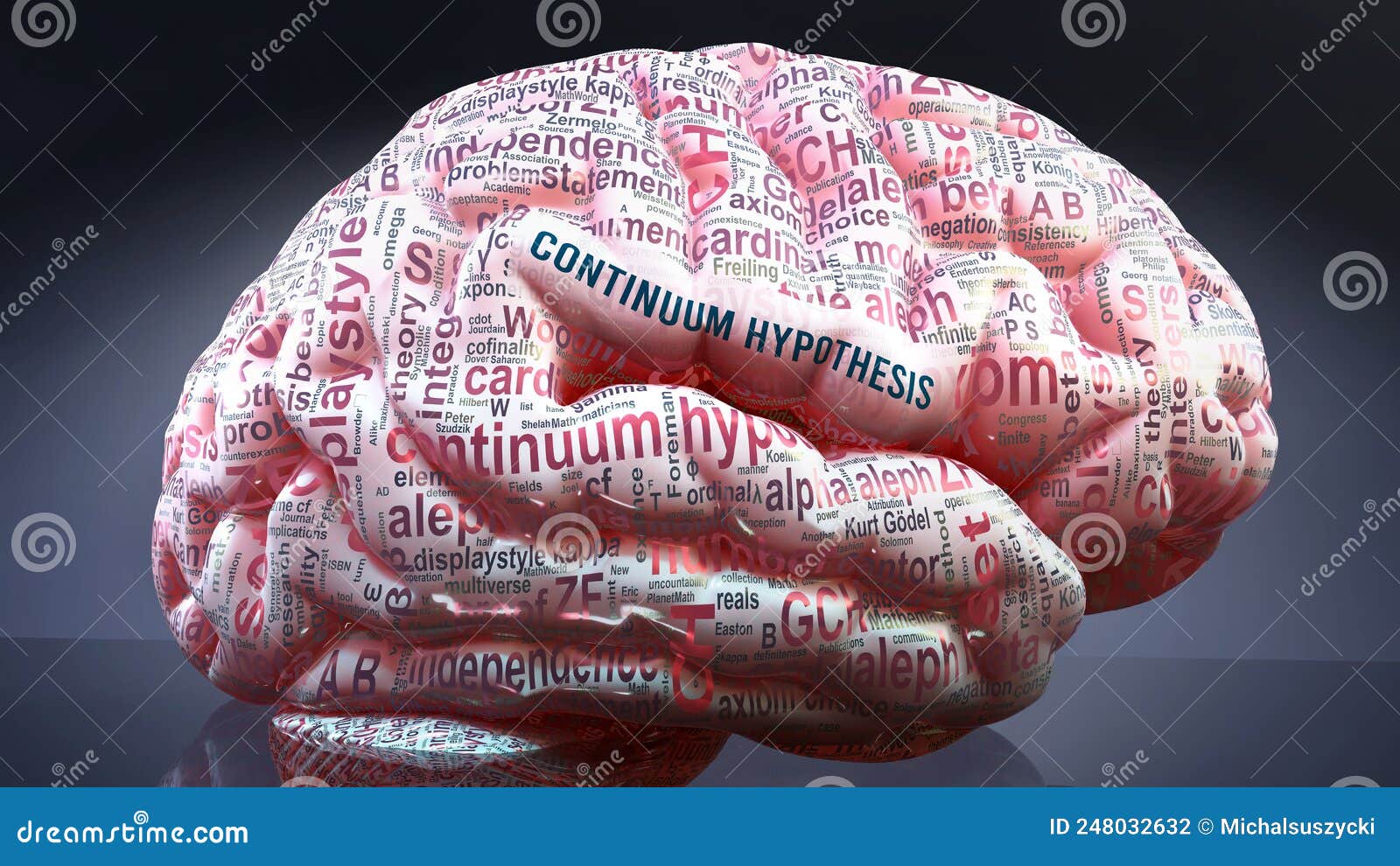 Continuum Hypothesis and a Human Brain Stock Illustration ...