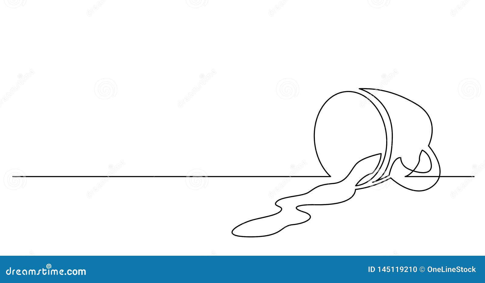 Continuous Line Drawing of Spilled Coffee from Mug Stock Illustration ...