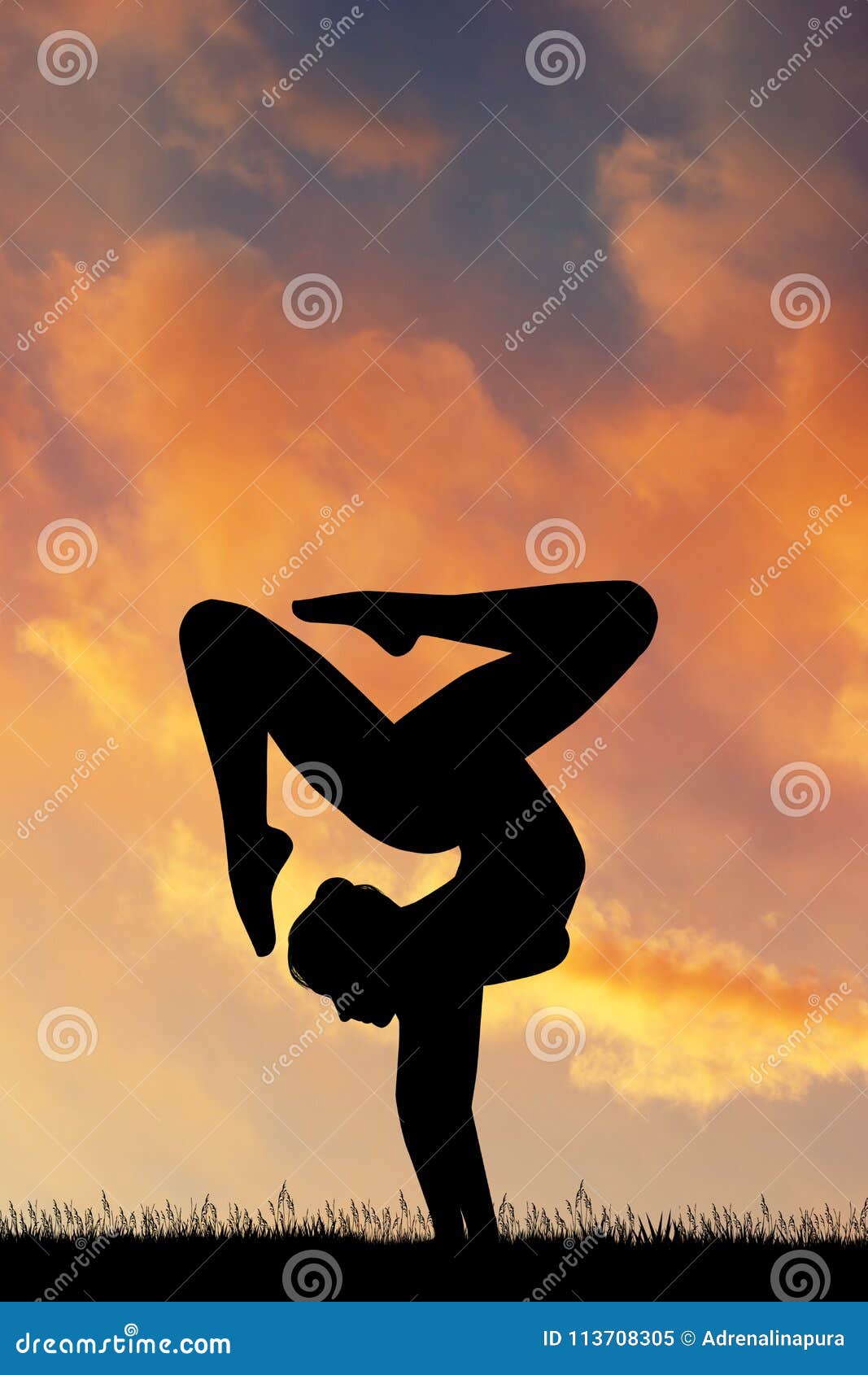 Contortionist at sunset stock image. Image of leisure - 113708305
