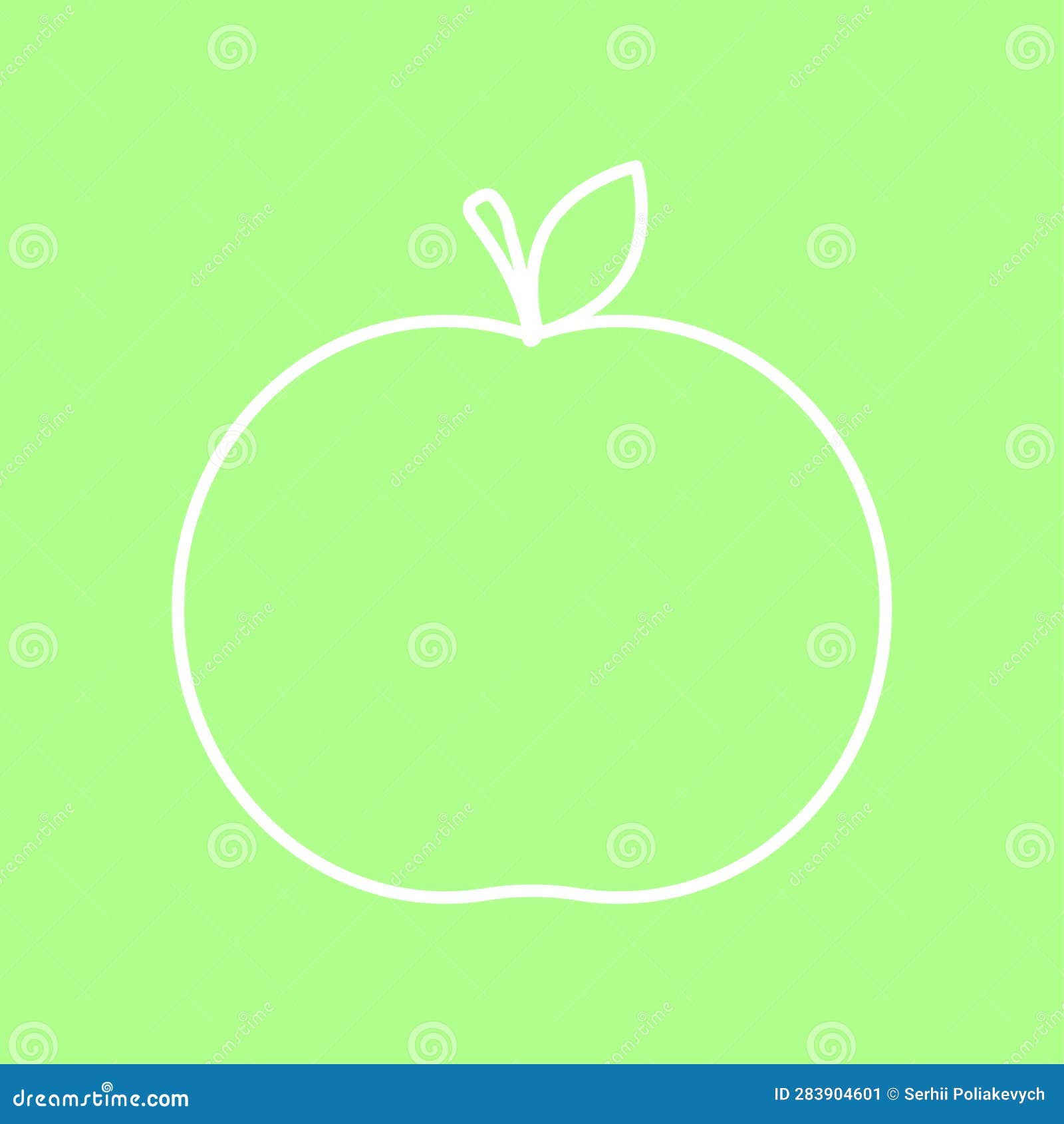 The Contour of an Apple on a Green Background. Apple. Vector ...