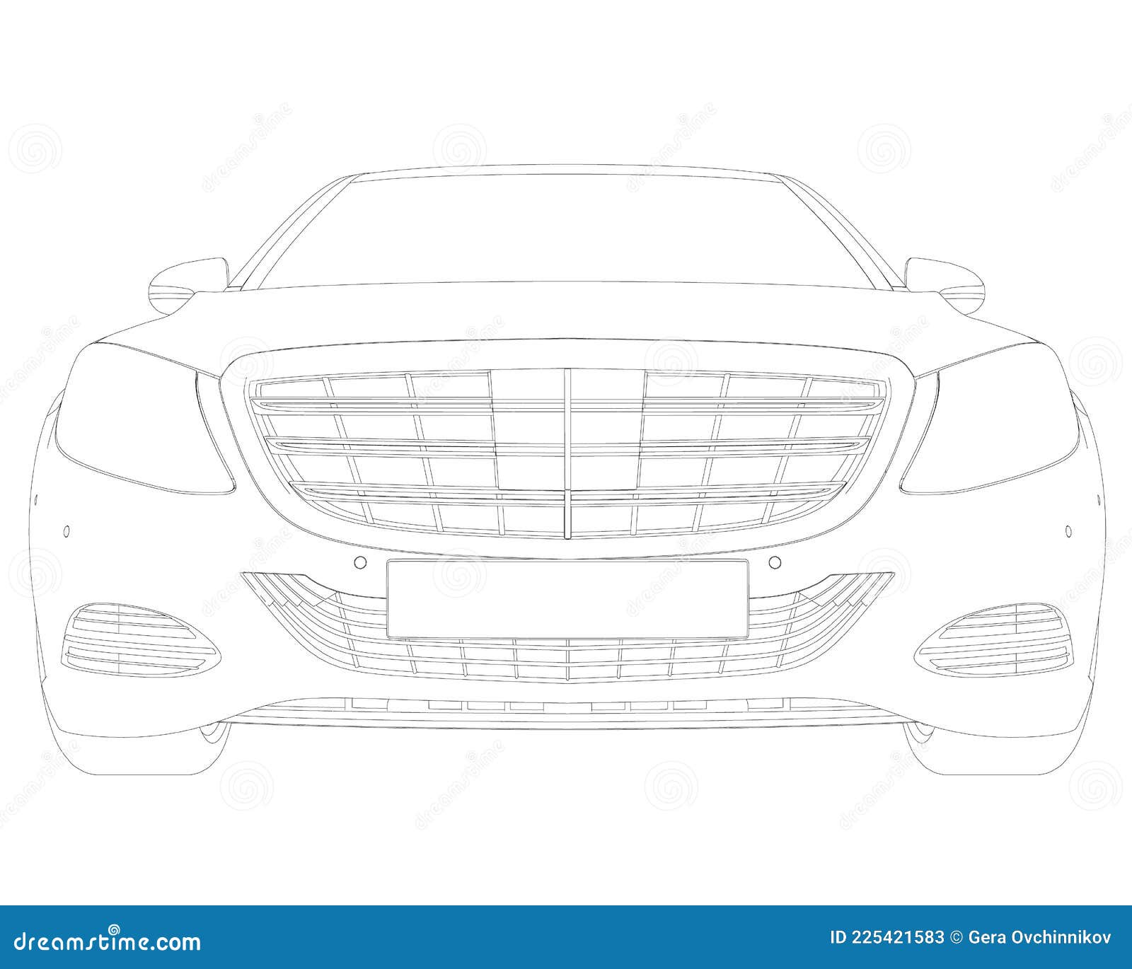 Contour of the Car Isolated on a White Background. Front View Stock ...
