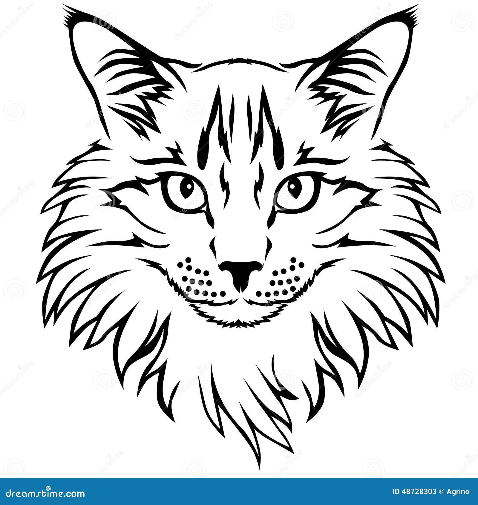 Contour cat portrait stock vector. Illustration of feline - 48728303