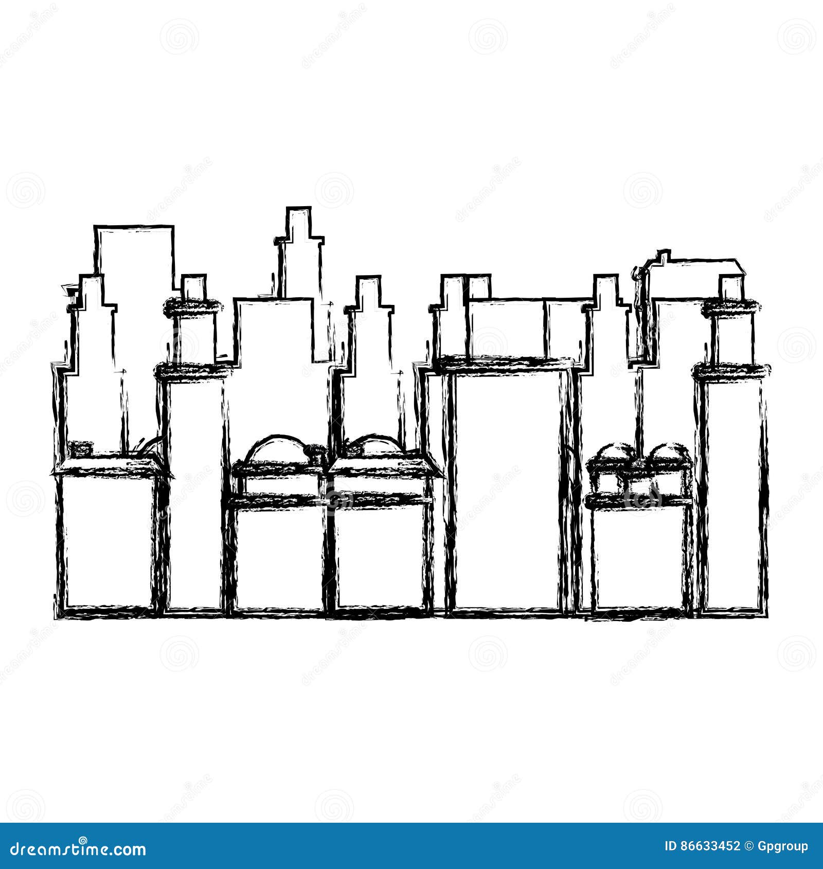 Contour City Buildings Icon Image Stock Illustration - Illustration of ...