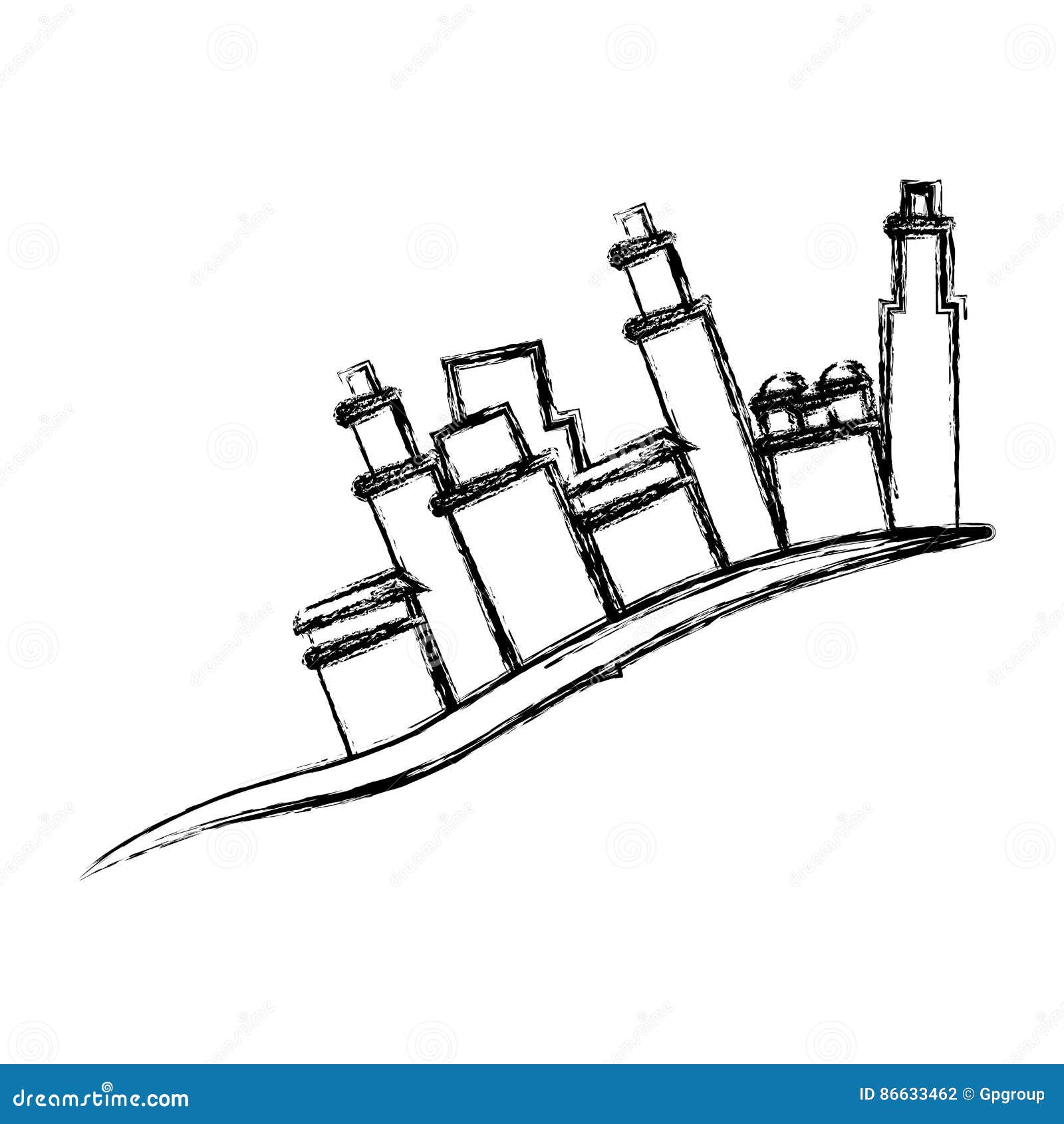 Contour City Buildings Icon Image Stock Illustration - Illustration of ...